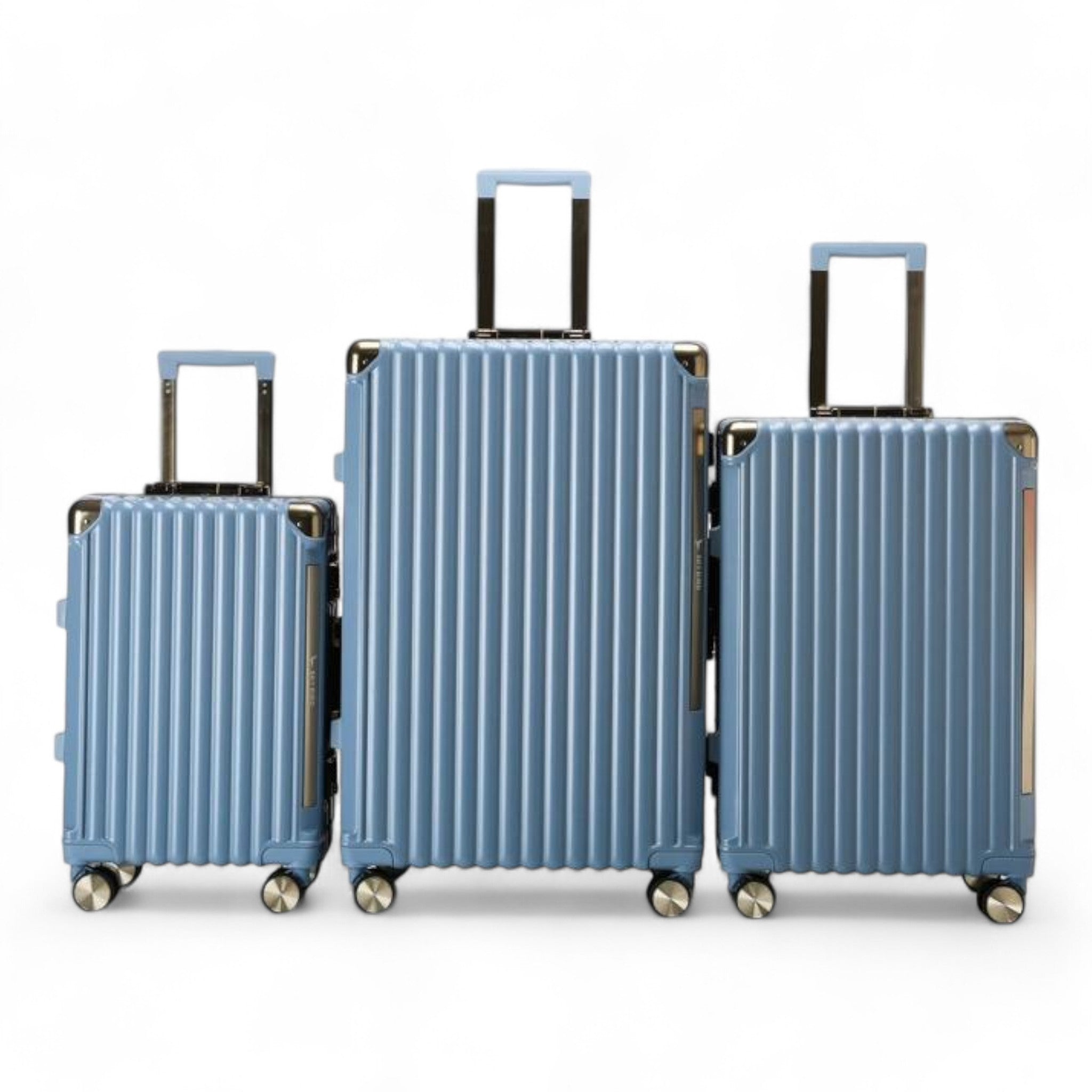LD Premium Aluminum Frame 3 Piece Luggage Set - Light Blue – Luggage ...